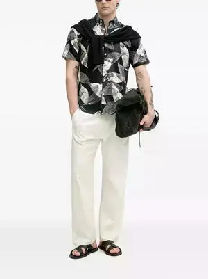 Lindbergh Leaf-print Short-sleeve Shirt