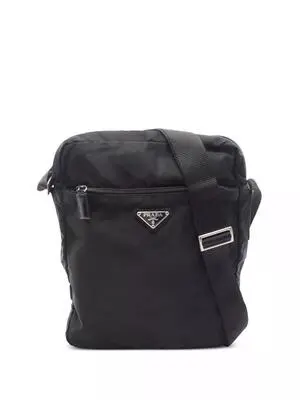 Prada 2000s Triangle Logo Shoulder Bag - Black