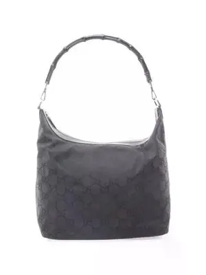Gucci 2000s Bamboo Gg Shoulder Bag - Black