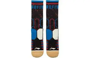 LI-NING Badfive Mid Cut Basketball Socks 'black Blue Red