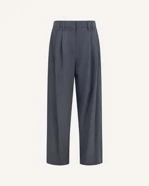 Brunello Cucinelli Tropical Wool Tailored Pants With Monili Detail
