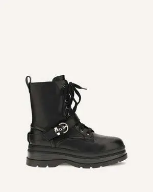 Pinko Eva Lace-up Leather Ankle Boots