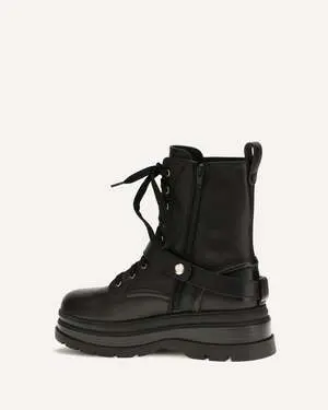 Pinko Eva Lace-up Leather Ankle Boots