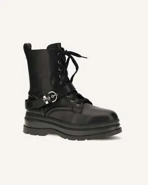 Pinko Eva Lace-up Leather Ankle Boots