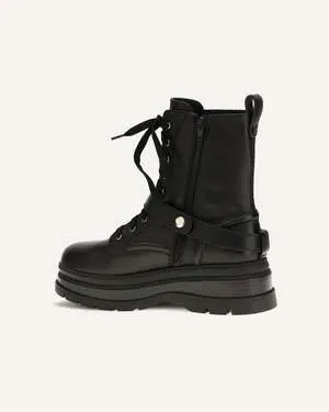Pinko Eva Lace-up Leather Ankle Boots