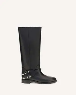 Pinko Leather Boots With Buckle