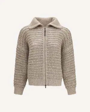 Brunello Cucinelli Cahmere Cardigan With Central Pocket - Grey