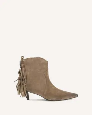 Pinko Suede Leather Didi Ankle Boots With Fringes