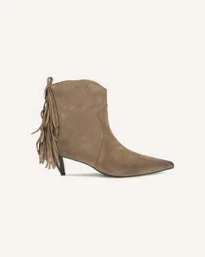 Pinko Suede Leather Didi Ankle Boots With Fringes