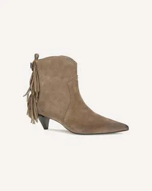 Pinko Suede Leather Didi Ankle Boots With Fringes