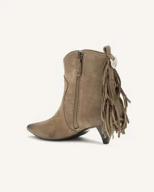Pinko Suede Leather Didi Ankle Boots With Fringes