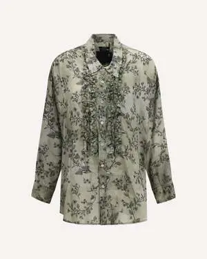 R13 V-neck Ruffle Shirt