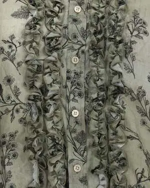 R13 V-neck Ruffle Shirt