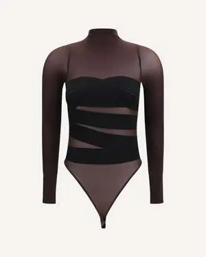 Wolford Infinite Wrap String Bodysuit Feale - Brown