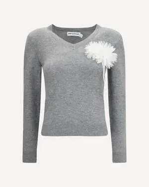 SELF-PORTRAIT Wool And Cahmere Blend Jumper With Floral Corage