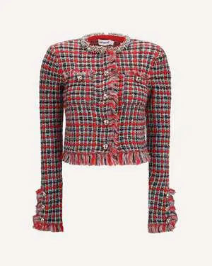 SELF-PORTRAIT Cotton And Wool Blend Bouclé Jacket