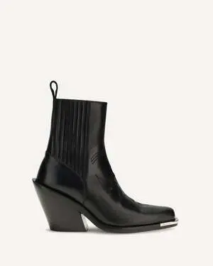 Rabanne Leather Cowboy Ankle Boots