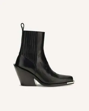 Rabanne Leather Cowboy Ankle Boots