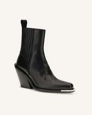 Rabanne Leather Cowboy Ankle Boots