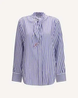 Givenchy Silk Striped Cocoon Shirt With Bow