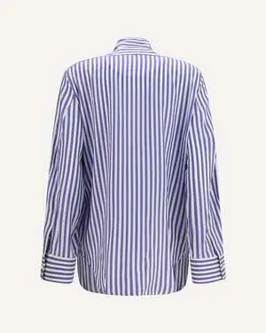 Givenchy Silk Striped Cocoon Shirt With Bow