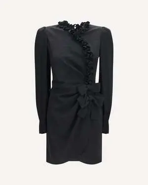 Alessandra Rich Silk Jacquard Mini Dress With Ruffles