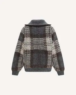 Brunello Cucinelli Checked Woo Zip Cardigan Femae