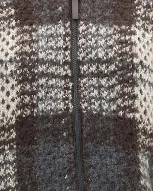 Brunello Cucinelli Checked Woo Zip Cardigan Femae