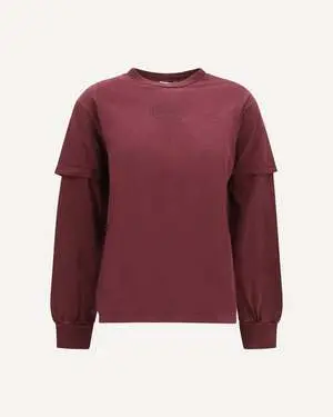 GANNI Future Heavy Jerey Long-leeve T-hirt - Bordeaux