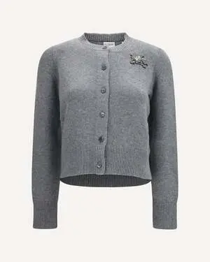 Burberry Wool And Cashere Equestrian Knight Logo Cardigan Feale
