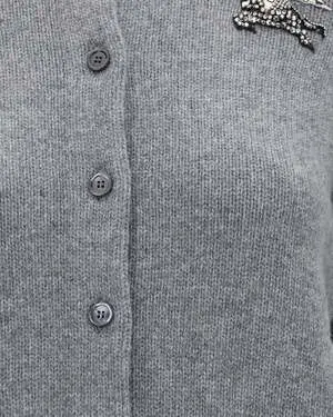 Burberry Wool And Cashere Equestrian Knight Logo Cardigan Feale