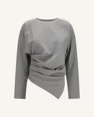 GANNI Asyetric Draped Stretch Cotton Top Feale