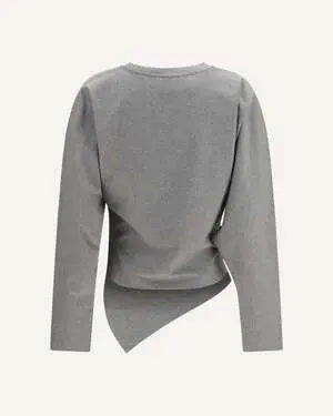 GANNI Asyetric Draped Stretch Cotton Top Feale