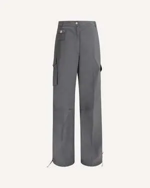 GANNI Stretch Cotton Cargo Pants - Grey