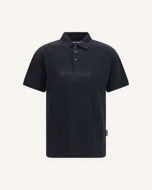 Palm Angels Cotton Polo With Embroidered Logo - Black