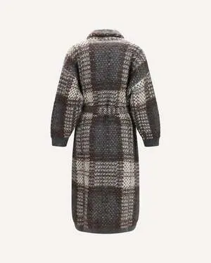 Brunello Cucinelli Macrocheck Mohair Bend Coat With Bet Femae