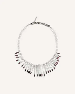 Alessandra Rich Crystal Fringe Necklace - Silver