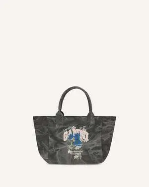 GANNI Medium Trapeze Flower-print Shopping Bag