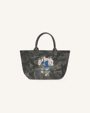 GANNI Medium Trapeze Flower-print Shopping Bag