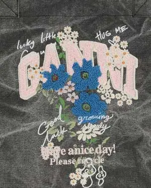 GANNI Medium Trapeze Flower-print Shopping Bag