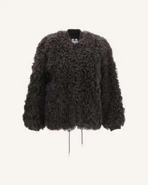 SWORD 6644 Teddy-effect Faux Fur Jacket - Grey