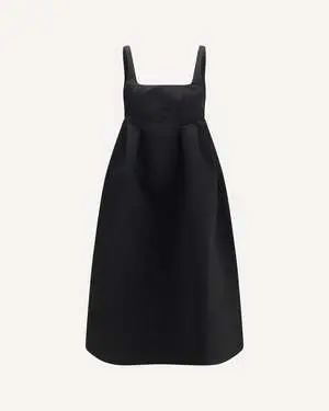 GANNI Duchesse Satin Midi Dress With Corset