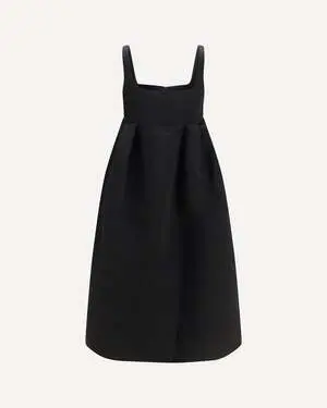 GANNI Duchesse Satin Midi Dress With Corset