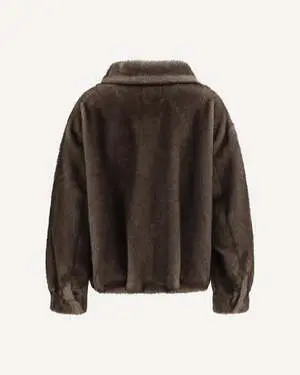 SWORD 6644 Faux Fur Jacket With Waist Belt