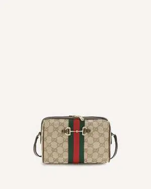 Gucci Small Horsebit Web Camera Bag Shoulder Bag - Beige
