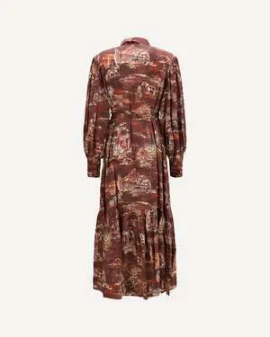 ALEMAIS Ezra Silk Midi Shirt Dress