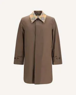 Burberry Tottenham Cotton Gabardine Coat With Check Collar