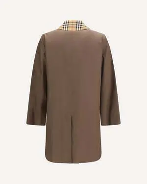 Burberry Tottenham Cotton Gabardine Coat With Check Collar