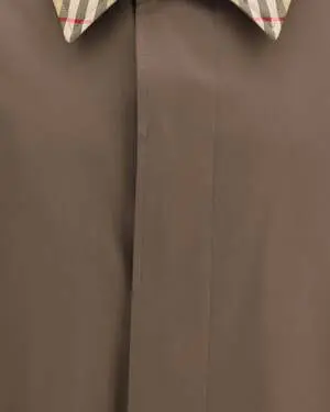 Burberry Tottenham Cotton Gabardine Coat With Check Collar