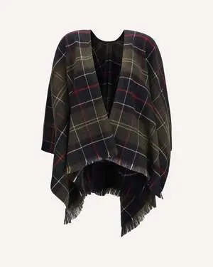Barbour Staffin Tartan Serape Shawl - Green